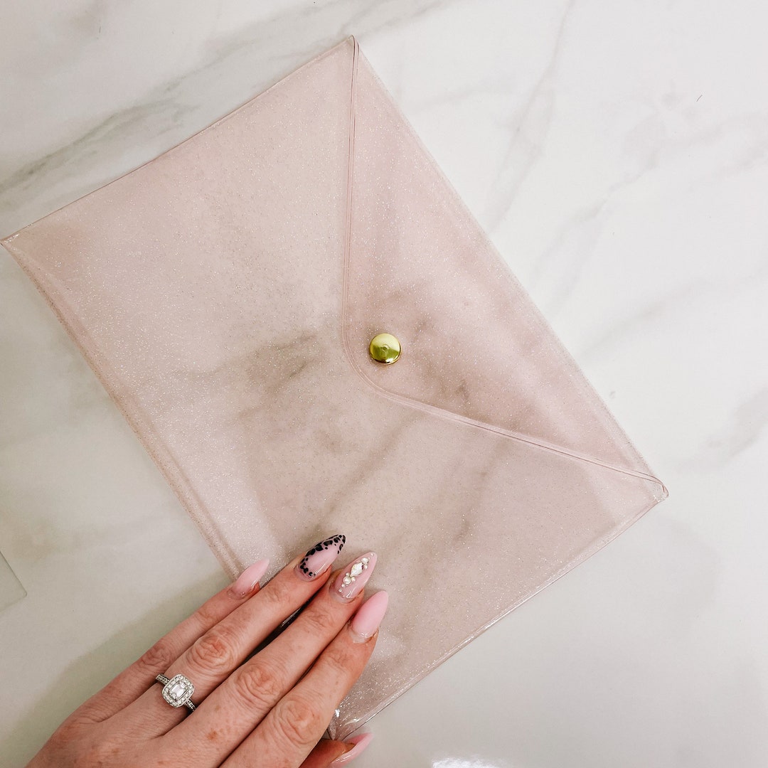 Stationary Pouch | Clear Pink Wallet Case | Functional | Sticker ...