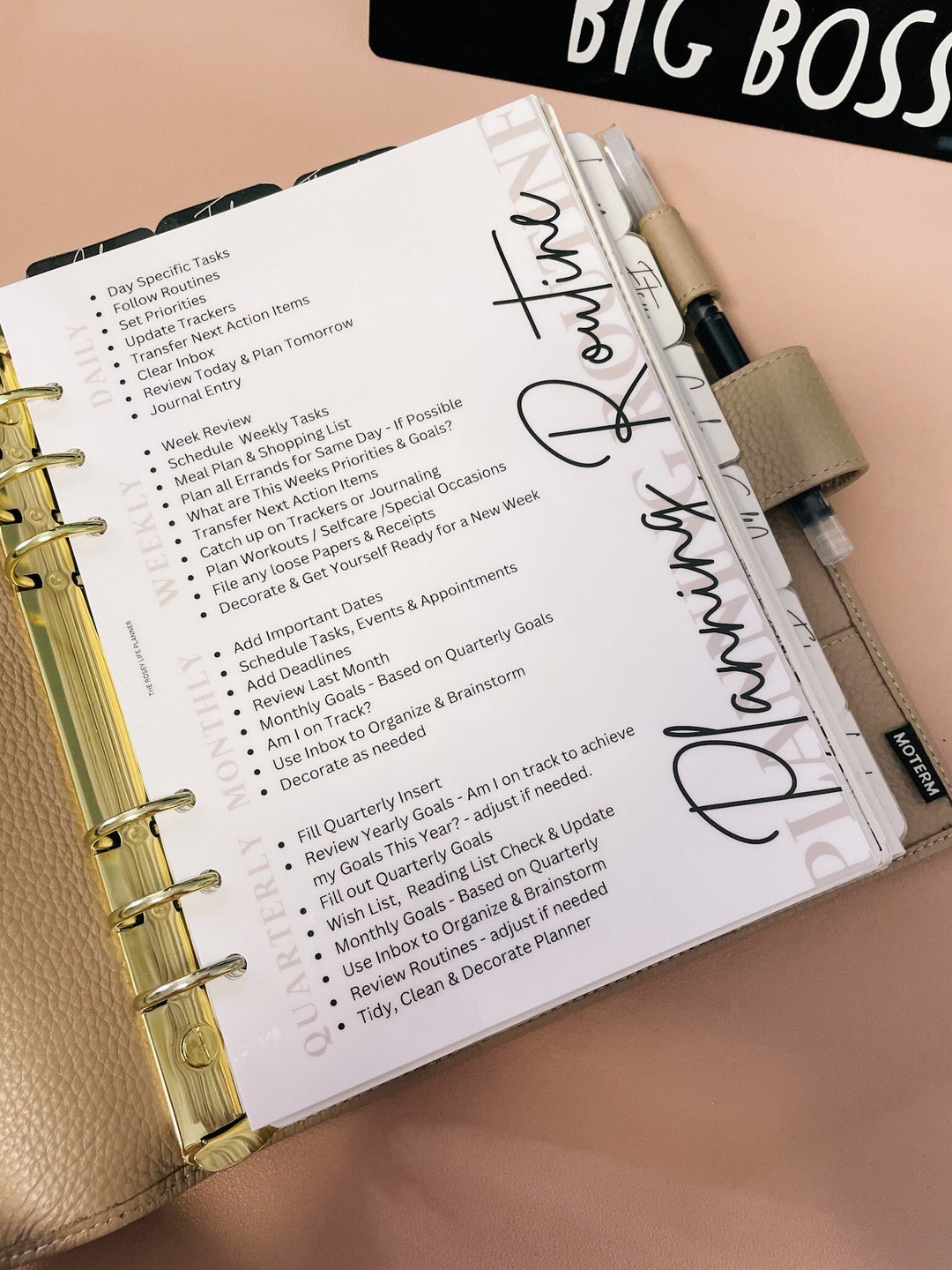 Planning Routine Dashboard Lady Boss Planner Organization Laminated ...