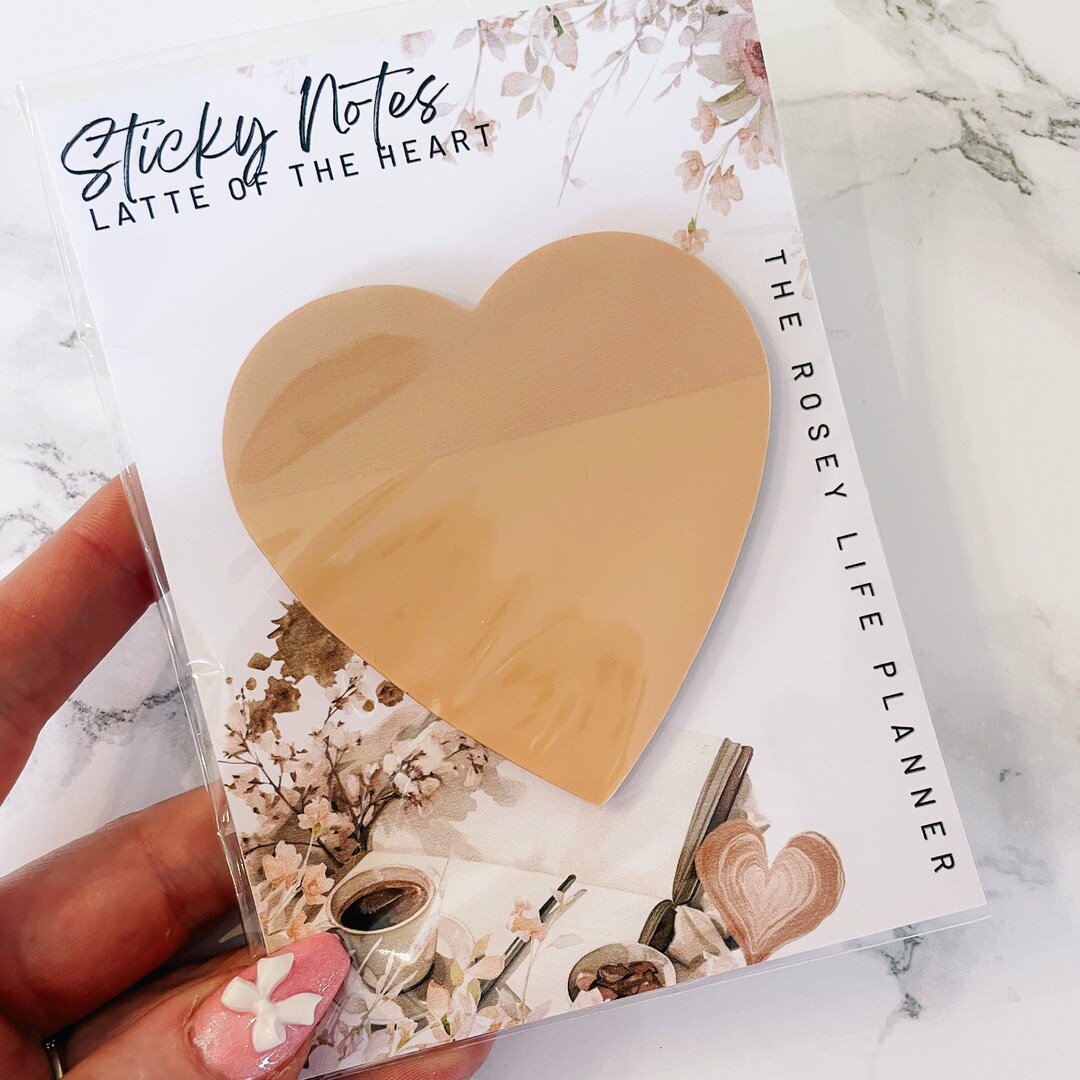 TRANSPARENT STICKY NOTES | Latte Heart Shaped | 50 Sheets | Memo Note ...