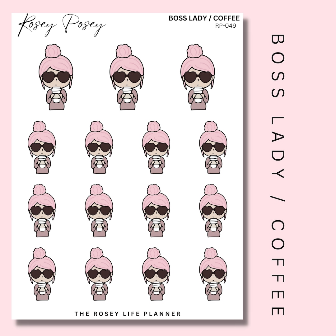 Boss Lady \ Coffee | ROSEY POSEY | Clear Matte & Matte | Planner ...