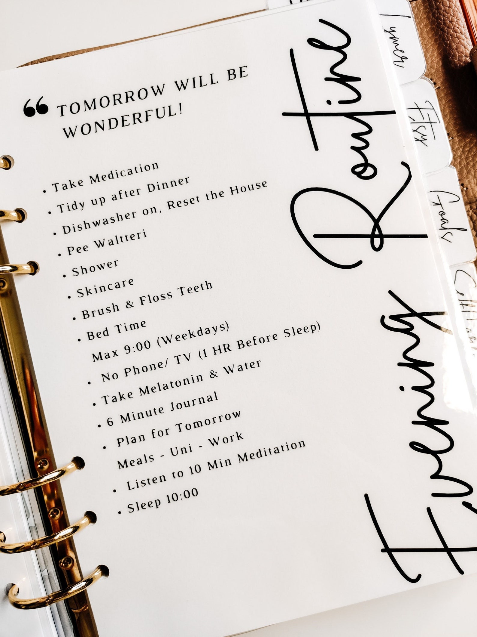 Custom Evening Routine Dashboard for Planner Minimalist Luxury - Etsy