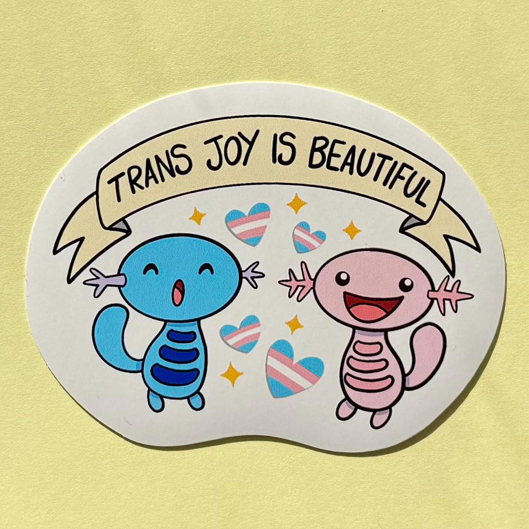 Trans Joy is Beautiful , Transgender Wooper Sticker , 90mm Vinyl ...