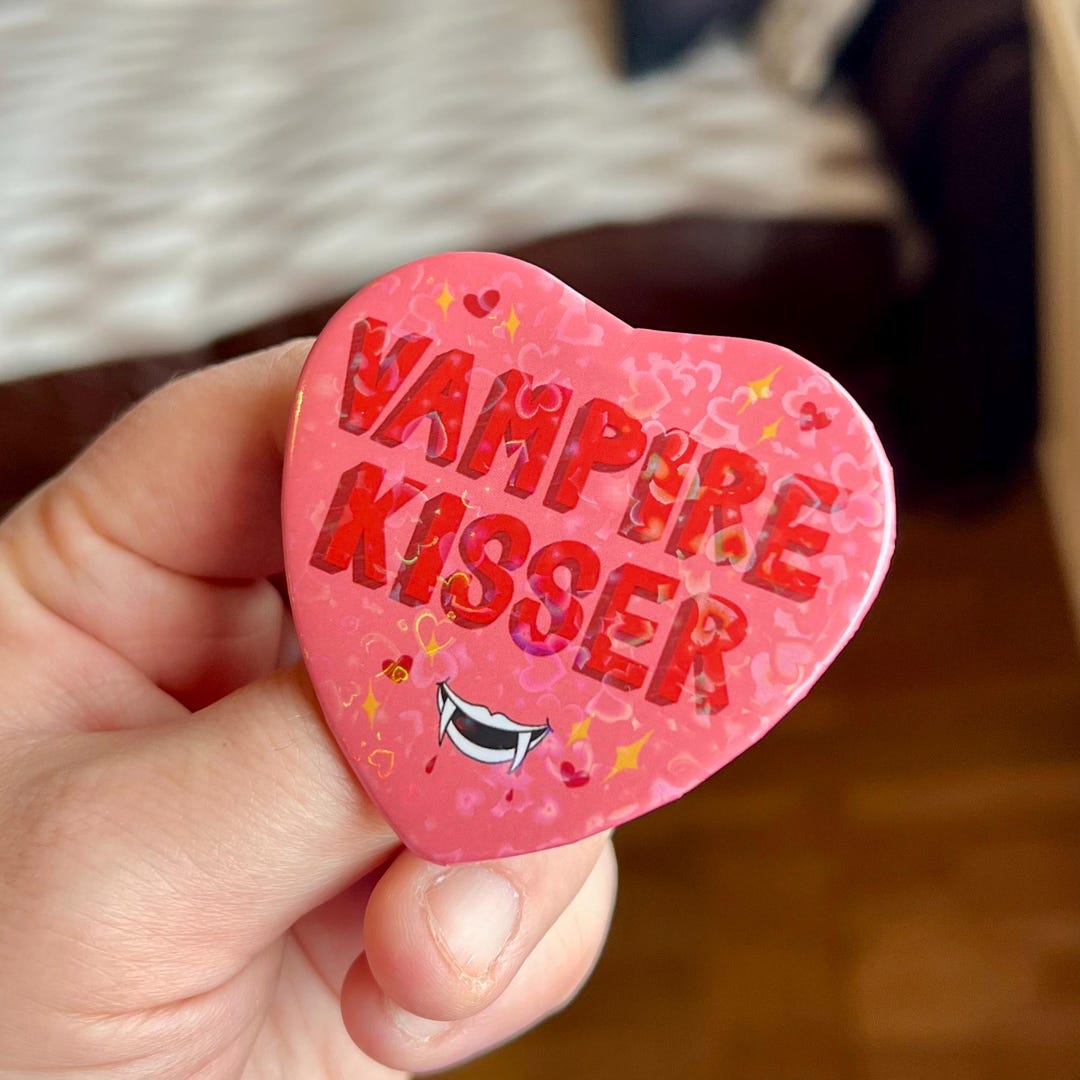 Vampire Kisser , Holographic Heart Shaped Badge , Inspired by BG3 ...