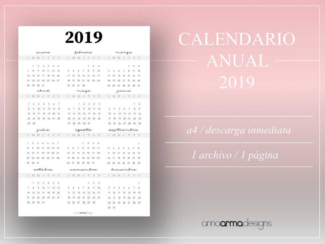 PRINTABLE 2019 CALENDARS A4 - Etsy
