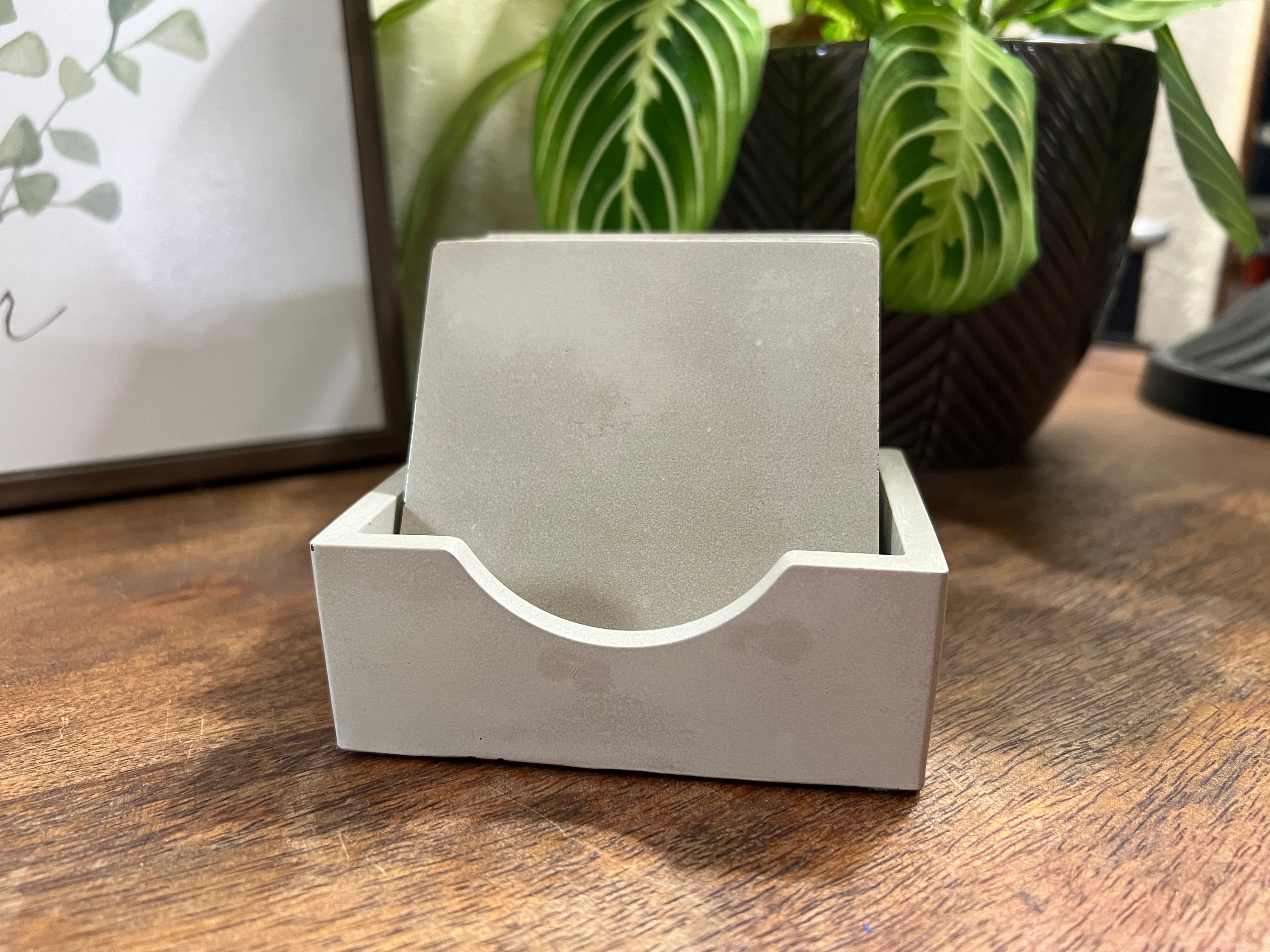 Square Cement Coaster Set With Holder (set of 4) - Gray Scale - Etsy