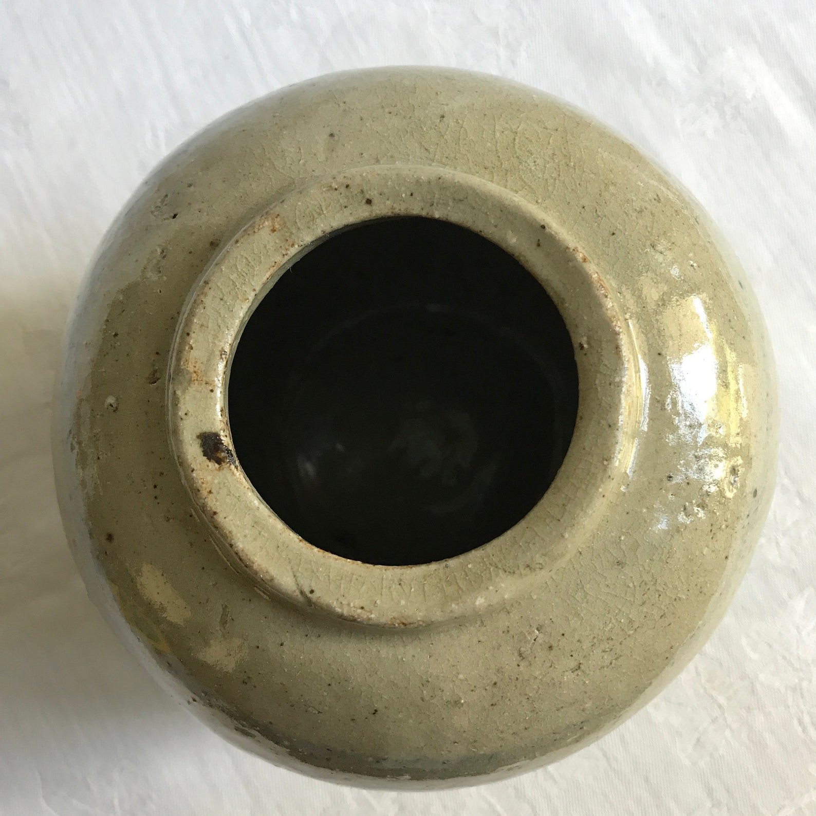 Antique English Stoneware Ginger Pot, Natural With Pale Blue Stripes - Etsy