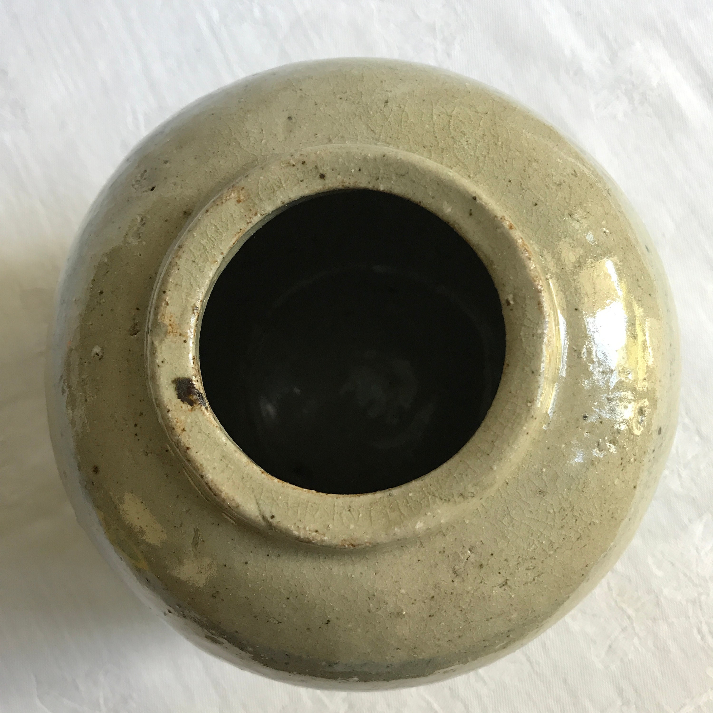 Antique English Stoneware Ginger Pot, Natural With Pale Blue Stripes - Etsy