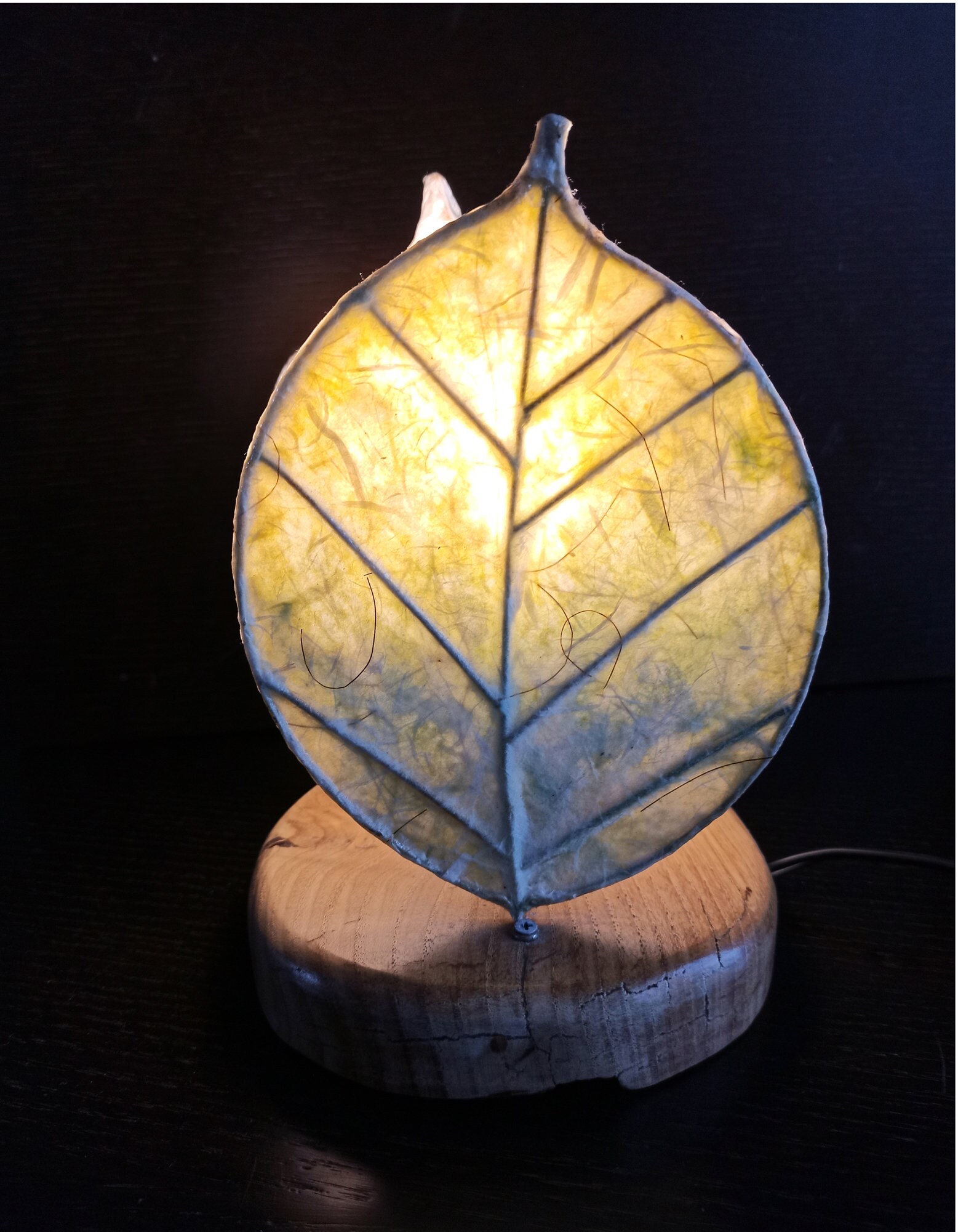 Leaves a Handmade Table Lamp, Made From Metal and Rice Paper With De ...