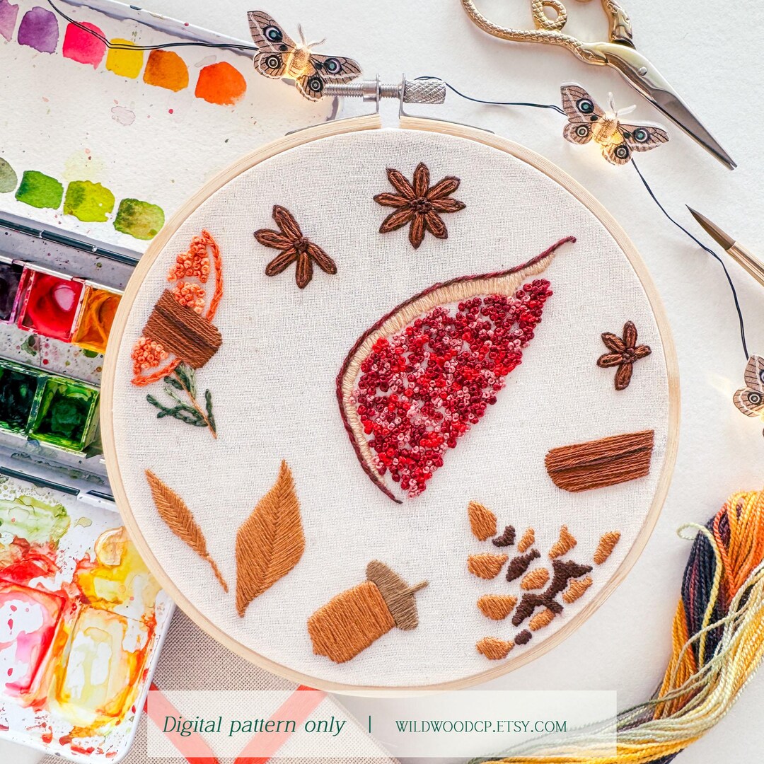 Digital Download Autumnal Fig Hand Embroidery Pattern - Etsy
