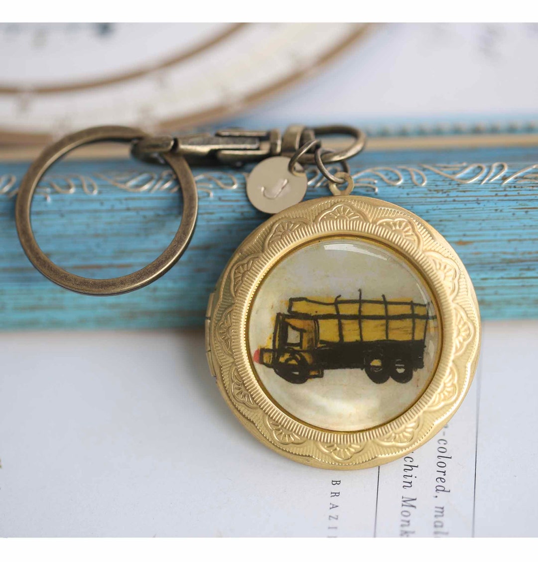 Steampunk Truck Engineering Vehicle Glass Dome Locket Keychain With ...