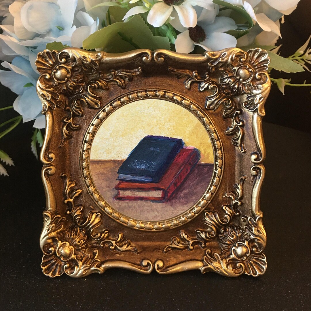 Hand Painted Book Art: Framed Miniature Painting (4.3x4.3 Inches) - Etsy