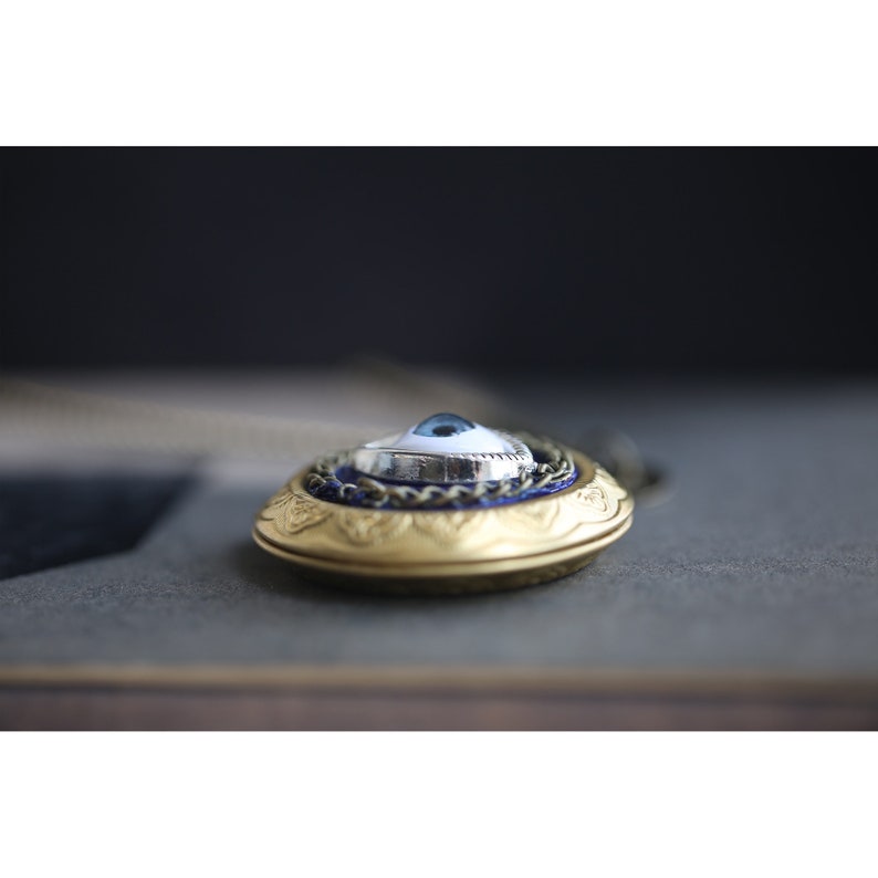 Steampunk Evil Eye Locket Necklace With Photo,custom Initial Disc ...