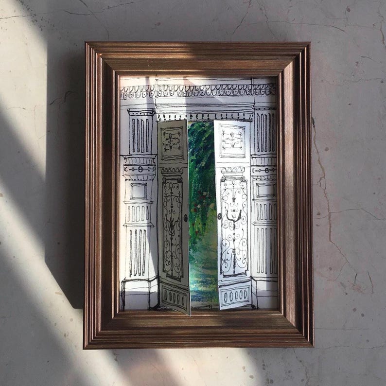 Original Hand Painted Magic Door Artwork,landscape Mini Wall Art,framed ...