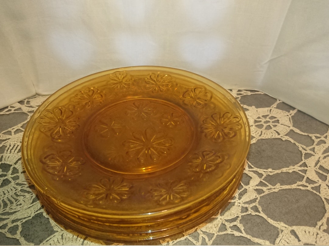 VERECO Amber Glass Plates 70'S / Tableware / Retro Kitchen Decor / Set ...