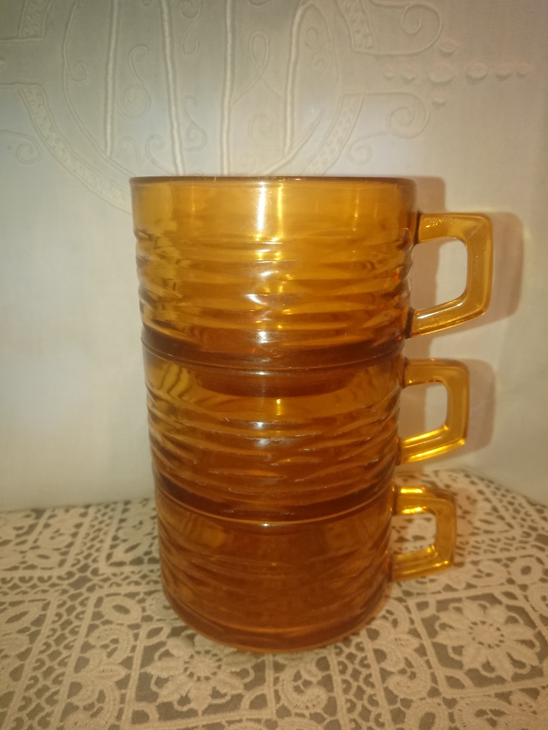 Italian Glass Cups Ochre 60'S / Tableware Decoration Vintage Kitchen ...