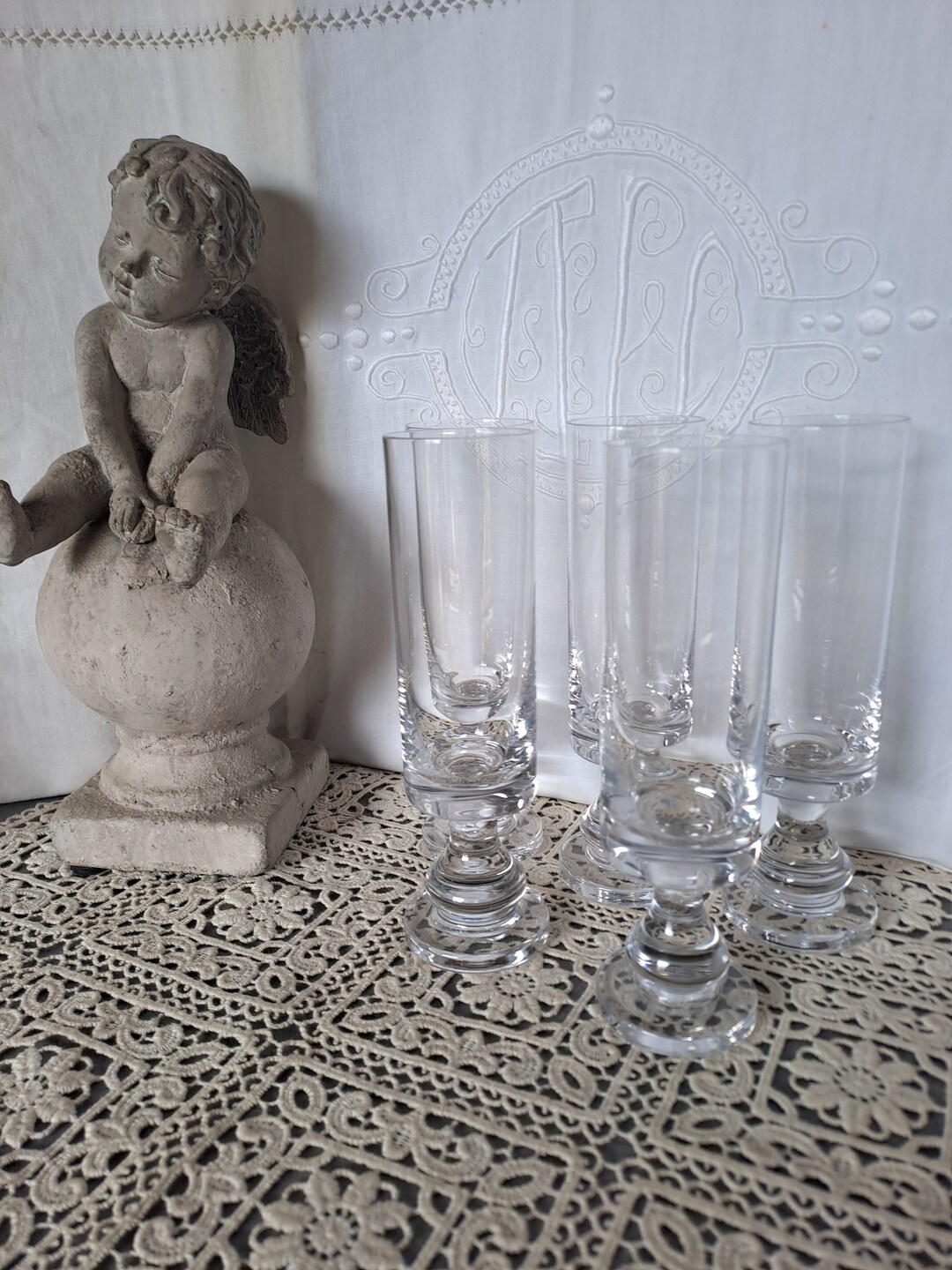 BAYEL Cristal Champagne Flutes France 70'S / Tableware Oenology Tasting ...