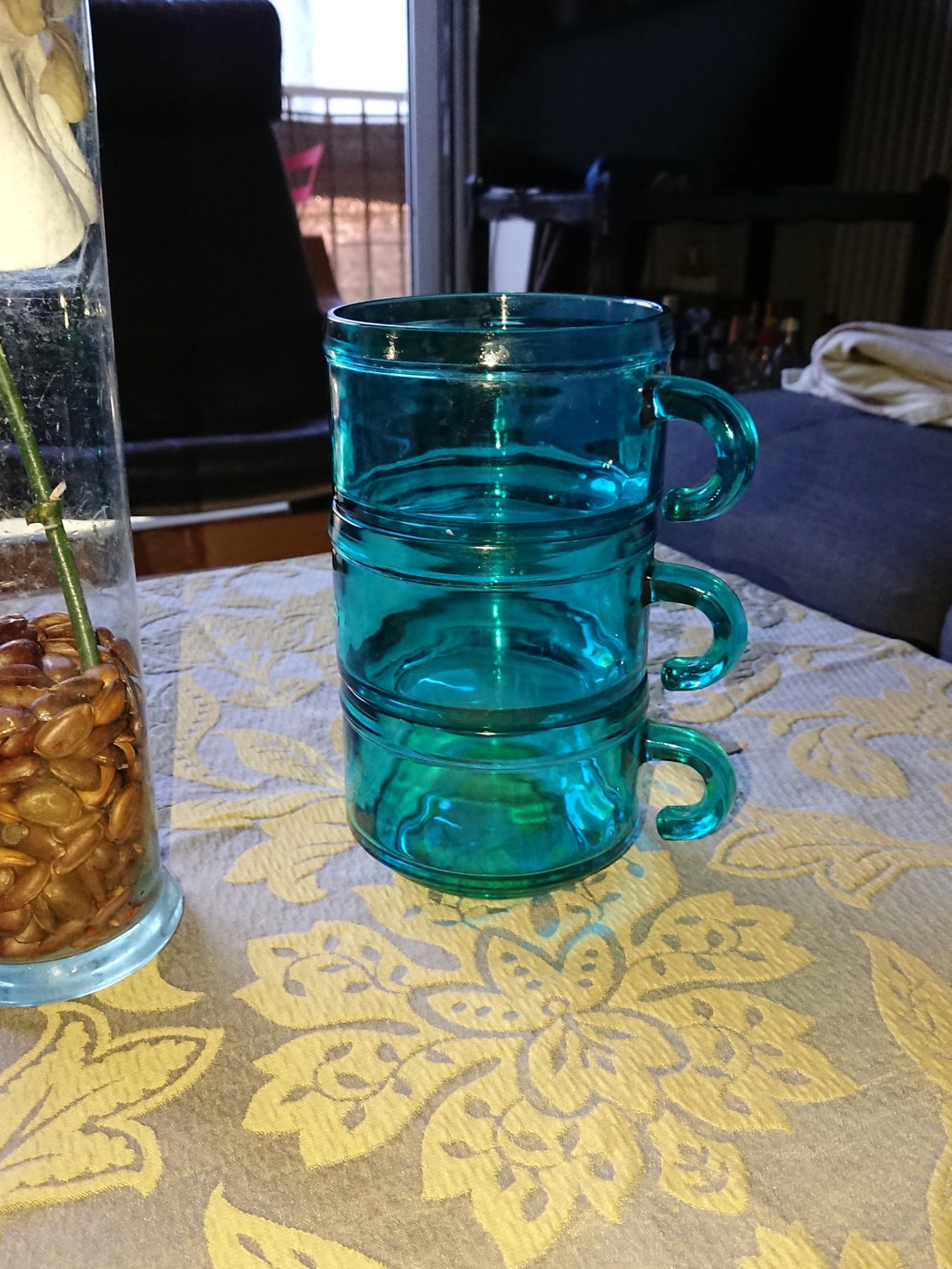 Italian Turquoise Glass Cups 70'S / Tableware / Vintage Decoration ...