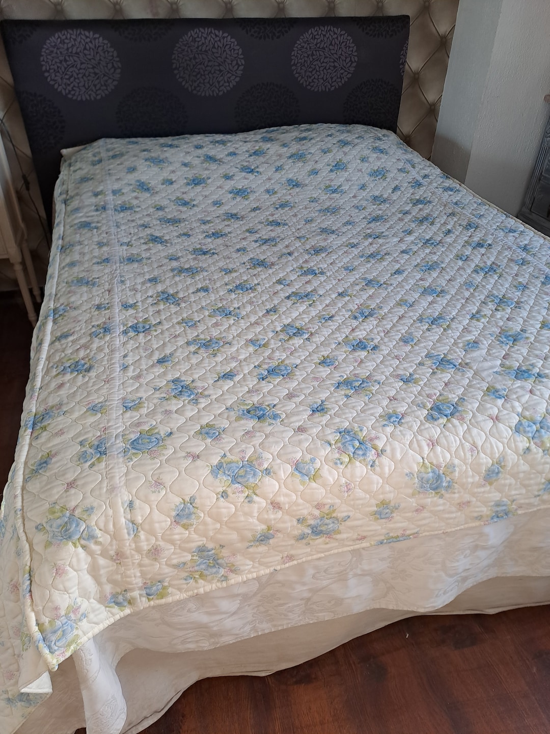 Nylon Bed Cover Furniture France 1950 / Quilted Fabric Bedroom ...