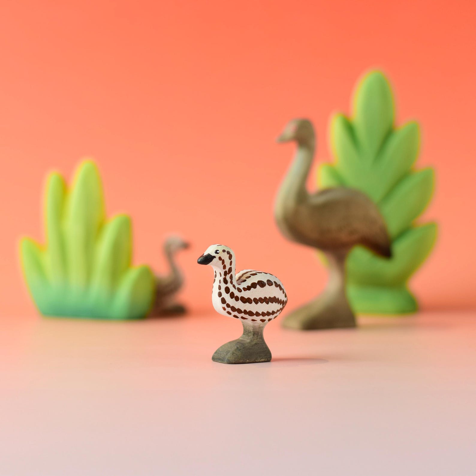 Emu Family Set | Montessori-inspired Wooden Figures | Handcrafted ...