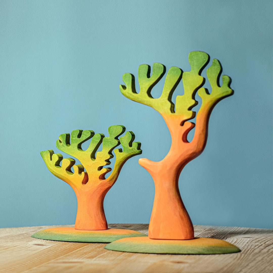 Montessori Wooden Dino Tree - Waldorf Inspired Handmade Playscape - Etsy