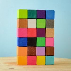 24-piece Rainbow Wooden Blocks Set for Kids - Oak Tree Handcrafted ...