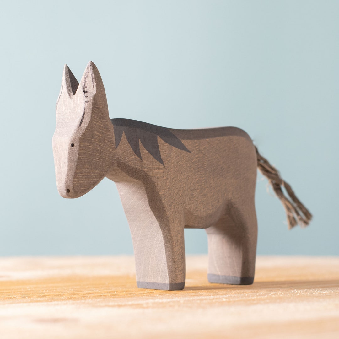 Handmade Donkey Wooden Toy | Montessori and Waldorf Animal - Etsy