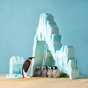 Handmade Wooden Penguin Toy Set | Montessori Ice Cliffs - Etsy