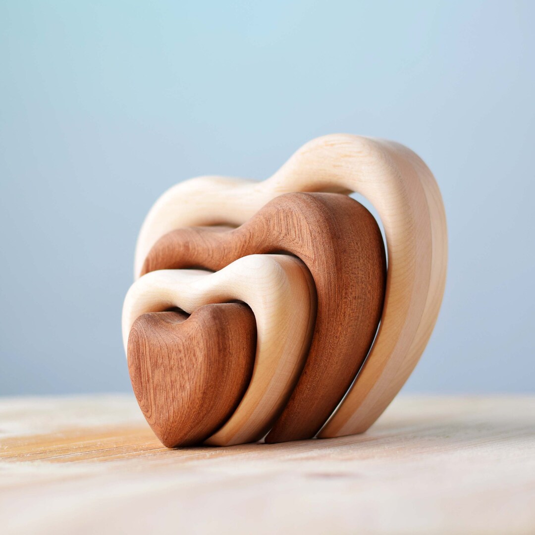 Handmade Heart Stacker Toy | Waldorf & Montessori Inspired Wooden Love ...