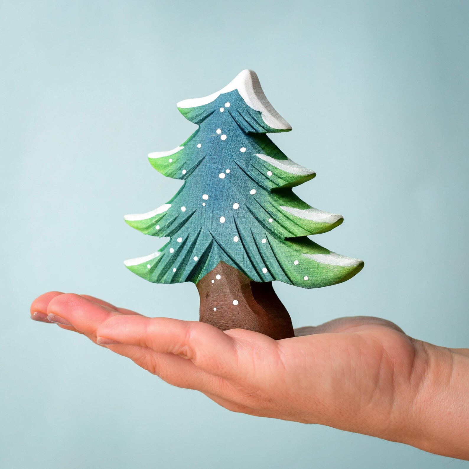 Snowy Fir Tree SET | Montessori Wooden Tree | Handmade With Organic ...