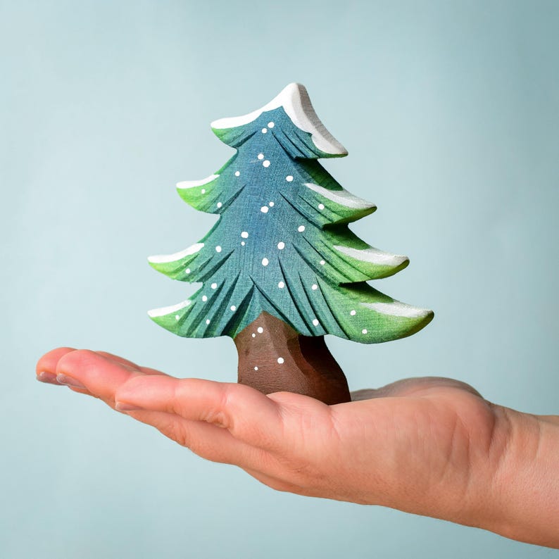 Snowy Fir Tree SET | Montessori Wooden Tree | Handmade With Organic ...