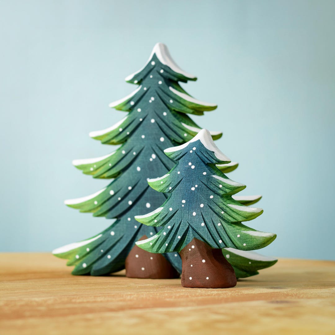 Snowy Fir Tree SET | Montessori Wooden Tree | Handmade With Organic ...