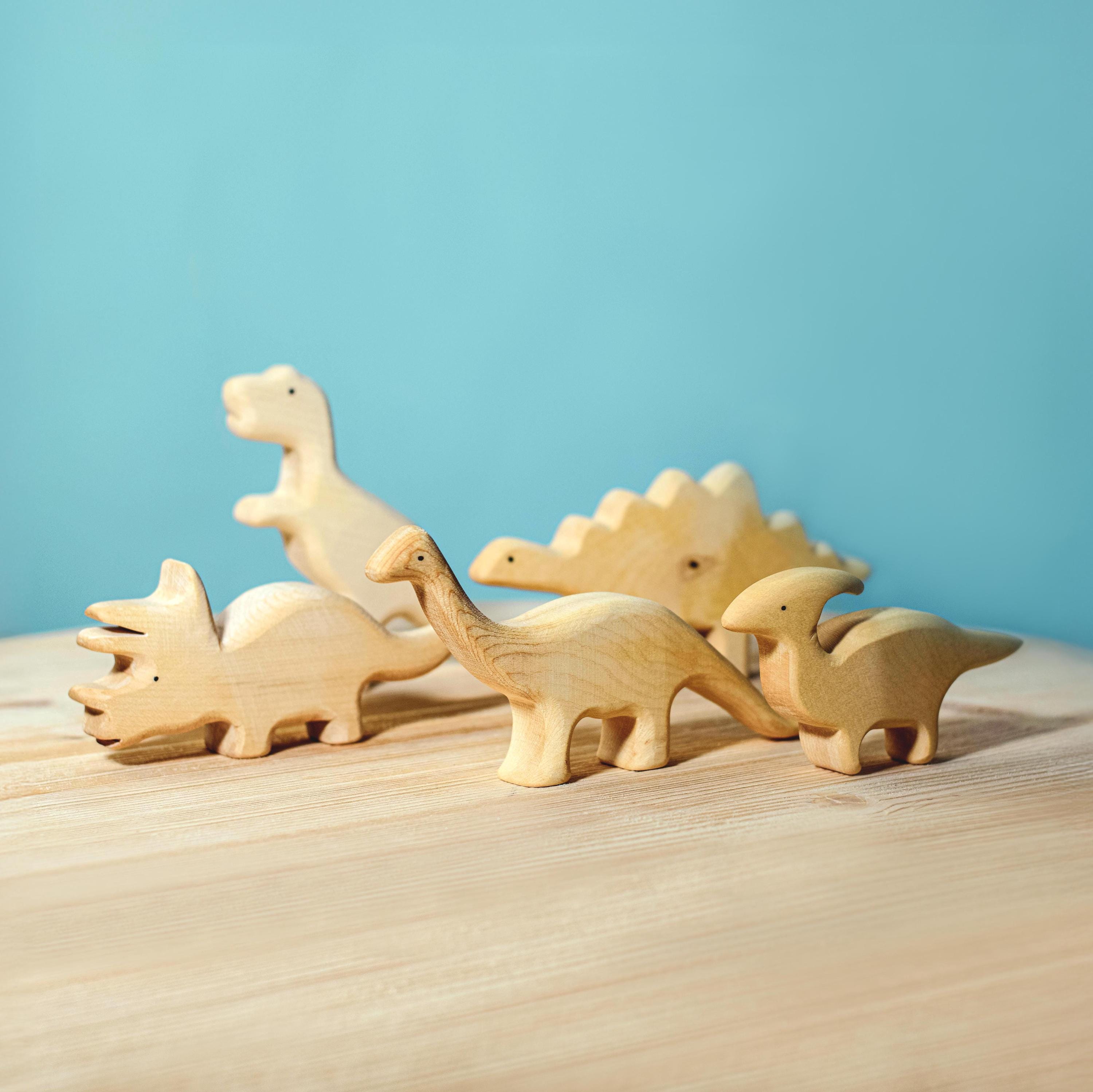 Handmade Wooden Dinosaurs Tyrannosaurus Stegosaurus Triceratops Brontosaurus Waldorf Toy Etsy UK