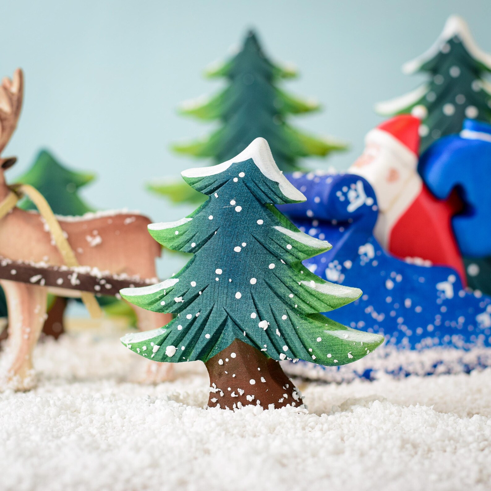 Snowy Fir Tree SET | Montessori Wooden Tree | Handmade With Organic ...