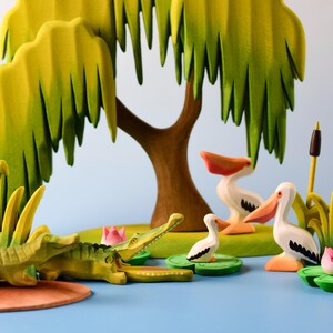 Handmade Wooden Crocodile Cove | Waldorf Montessori Toy Set - Etsy