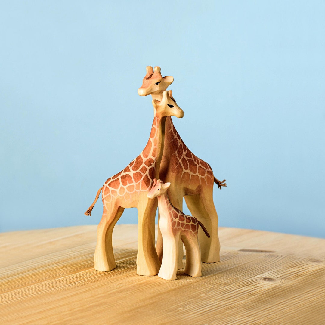 Handmade Wooden Giraffe Family Set | Waldorf Montessori Toy - Etsy