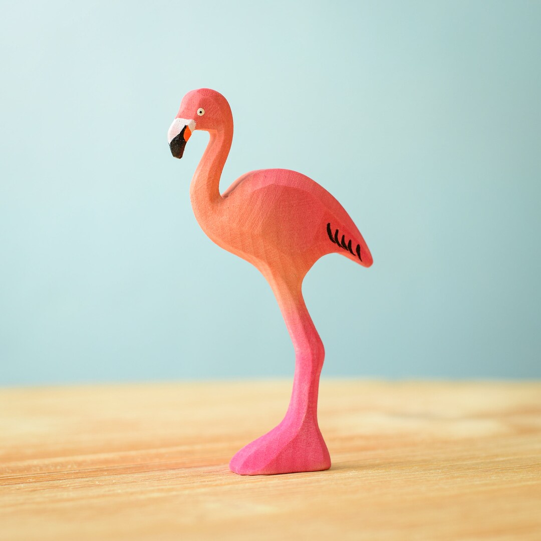 Wooden Flamingo Figure | Waldorf Artisan Crafted Montessori Toy | Made ...