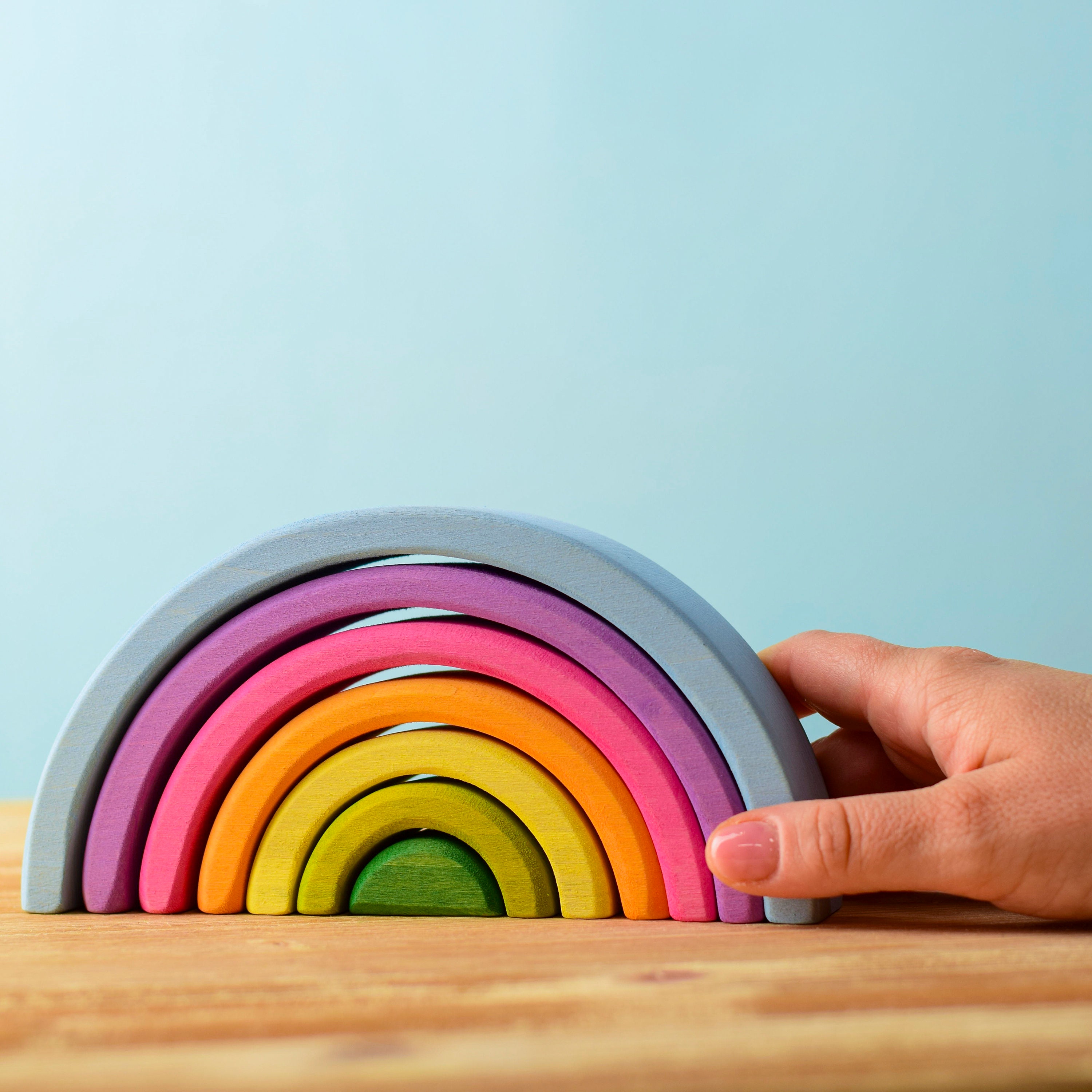 Handmade Wooden Rainbow Stacker | Montessori Toy, Organic Maple Wood - Etsy