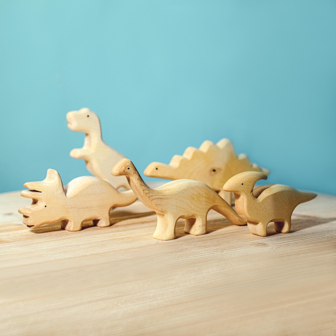 Handmade Wooden Dinosaurs Tyrannosaurus Stegosaurus Triceratops ...