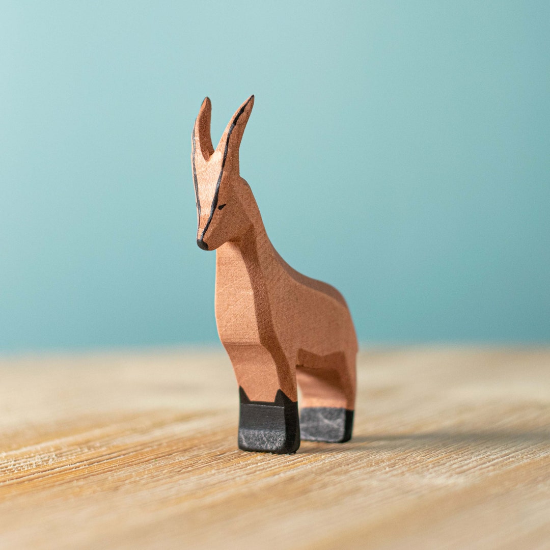 Montessori Wooden Mountain Goat Play Figure | Handmade Waldorf Animal ...