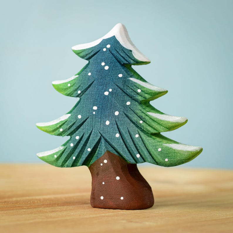 Snowy Fir Tree SET | Montessori Wooden Tree | Handmade With Organic ...