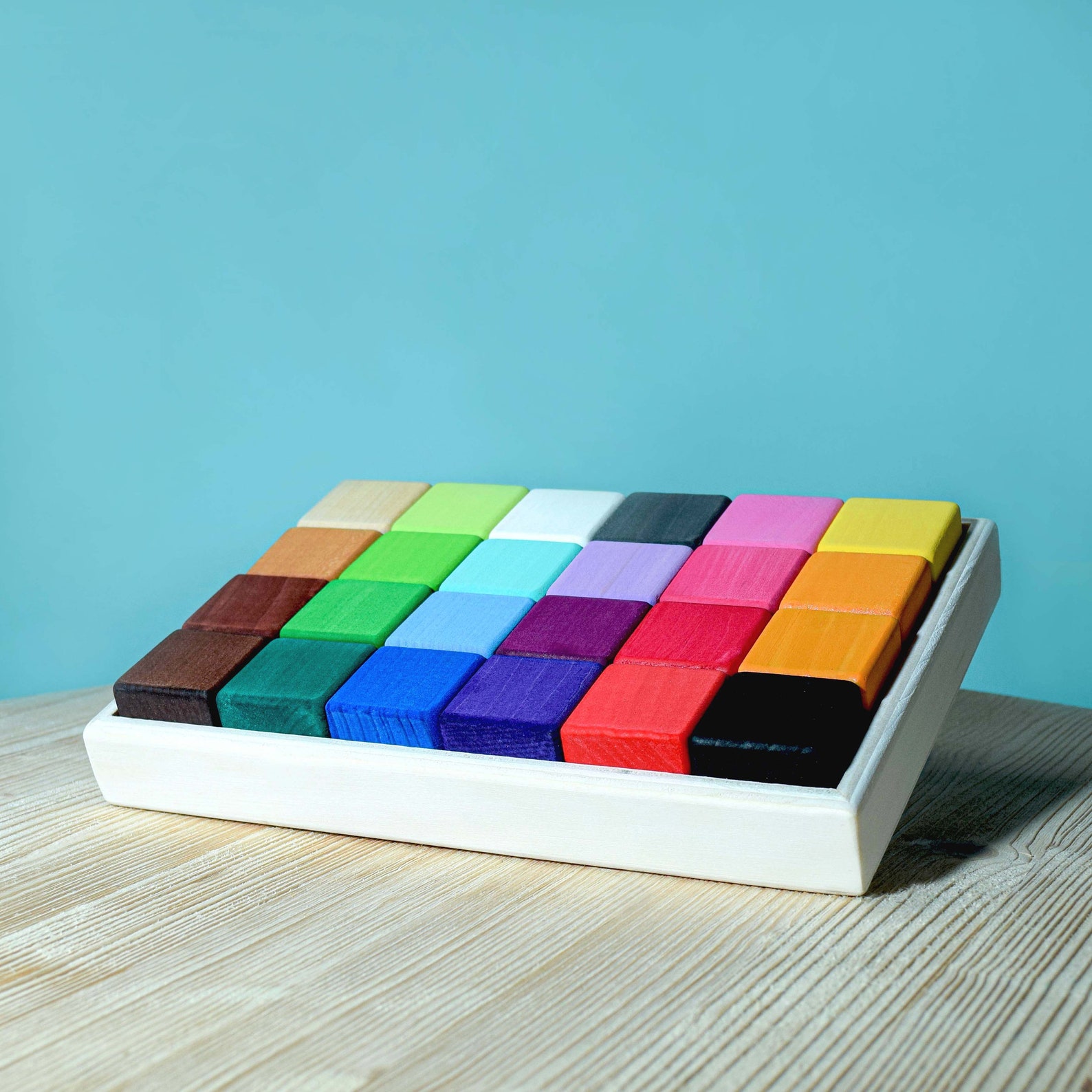 Wooden Block Set MEDIUM SET 24 Cubes Kids Rainbow Blocks - Etsy