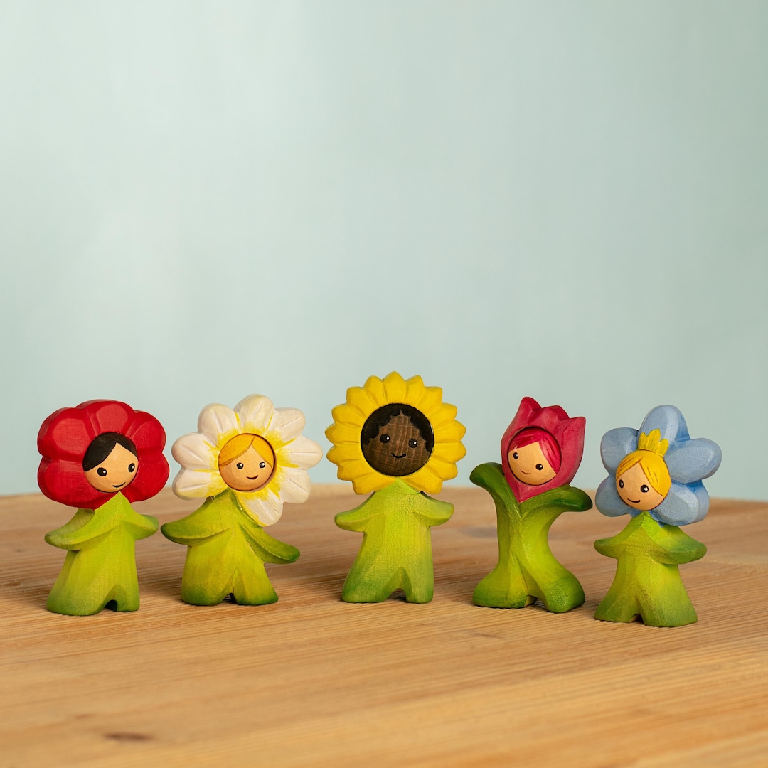 Handmade Flower Children Characters Figurines | Magic Wooden Toys for ...