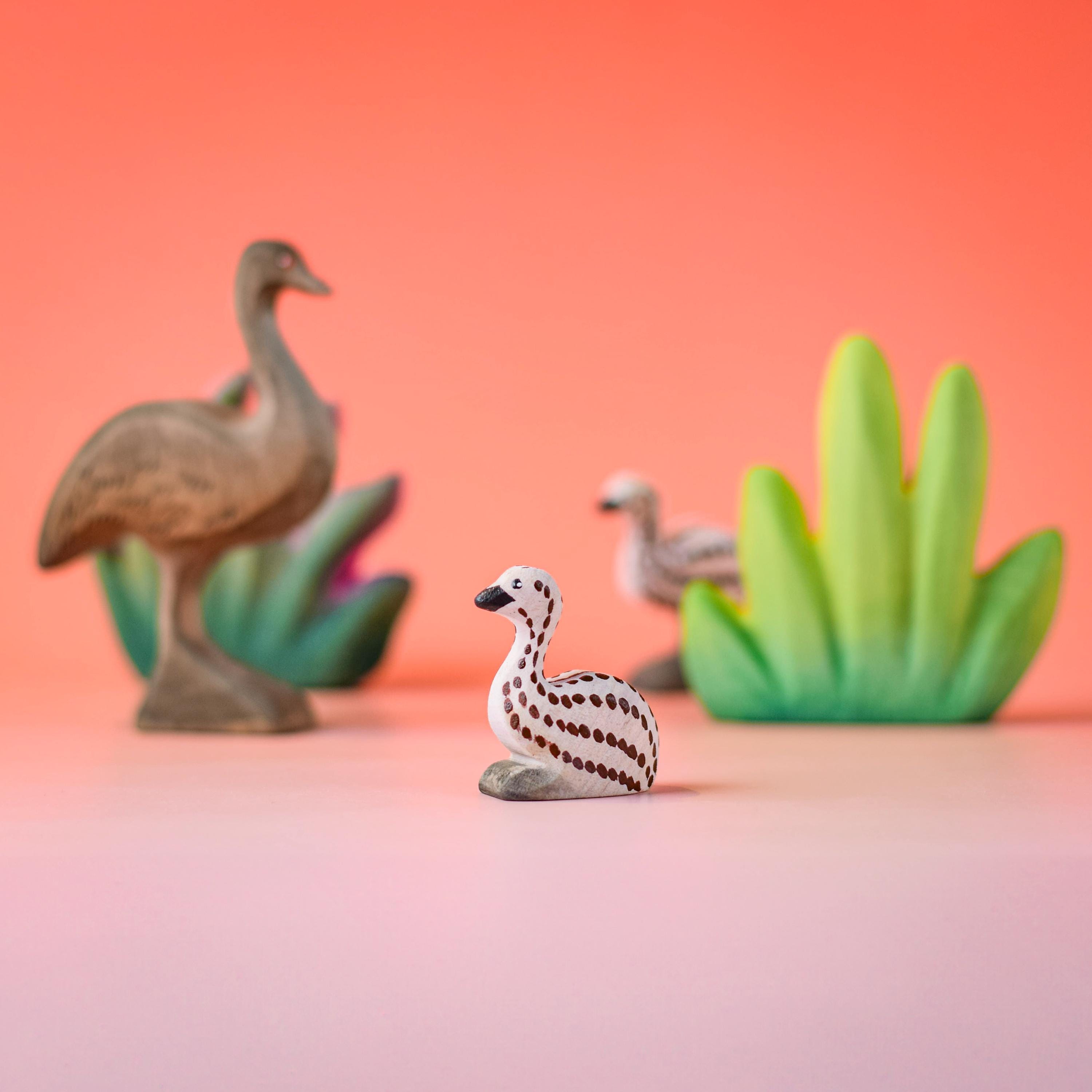 Emu Family Set | Montessori-inspired Wooden Figures | Handcrafted ...