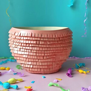 Big pink planter ceramic pinata plant pot with drain holes | Etsy