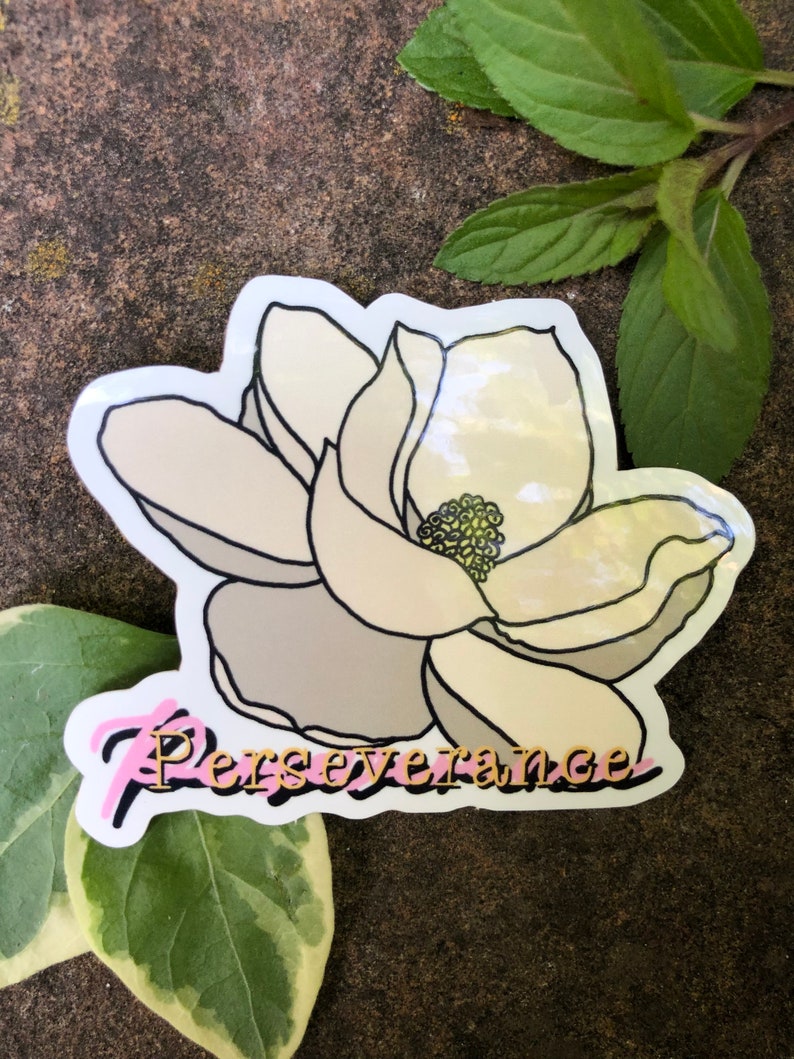 Magnolia Flower Vinyl Sticker | Perseverance | Flower Symbolism - Etsy