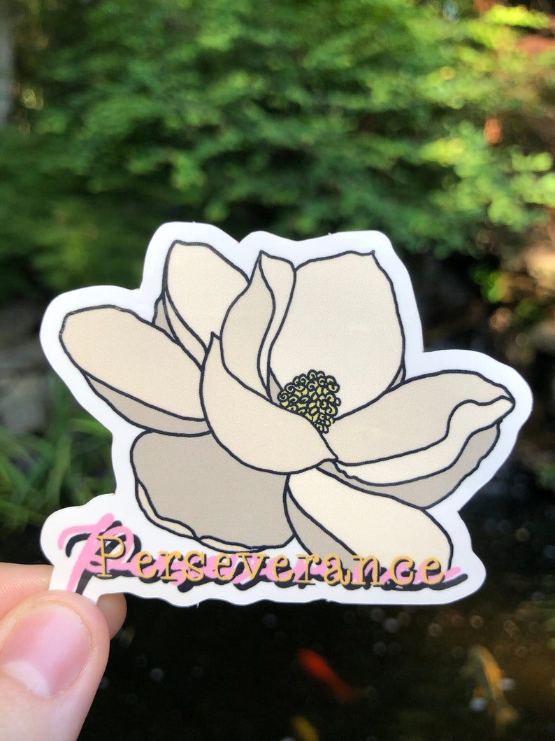 Magnolia Flower Vinyl Sticker | Perseverance | Flower Symbolism - Etsy