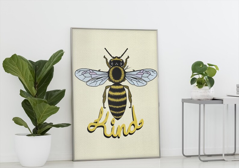 Bee Kind Art Print | Bee Illustration | Nature | Printable Wall Art for ...