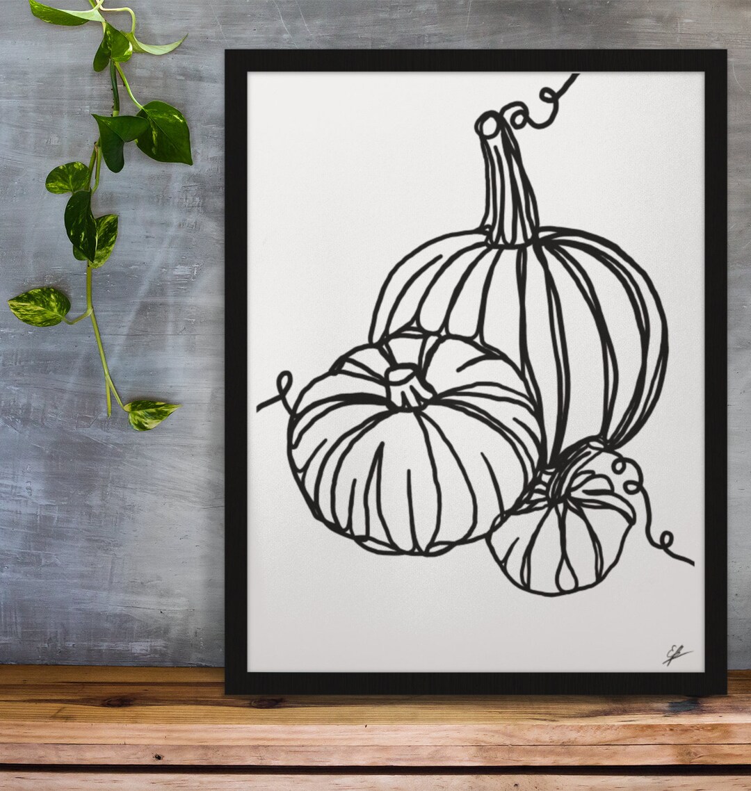 Minimalist Pumpkin Line Art | Printable Art | Digital Art Print ...