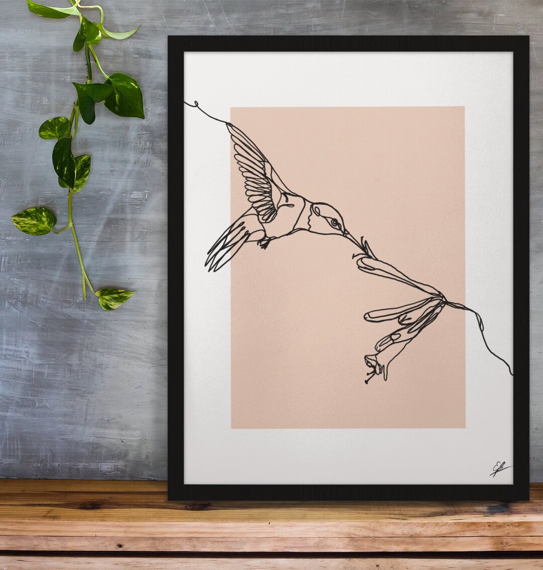 Minimalist Hummingbird Line Art | Printable Art | Digital Art Print ...