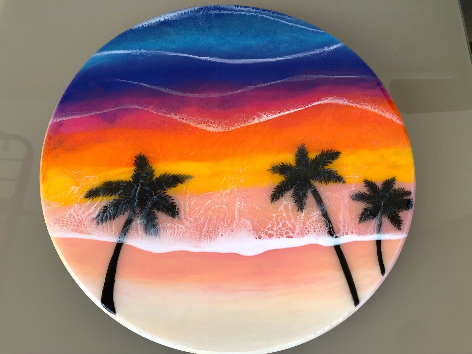 16 Sunset Painting Wood Resin Lazy Susan Epoxy Resin | Etsy